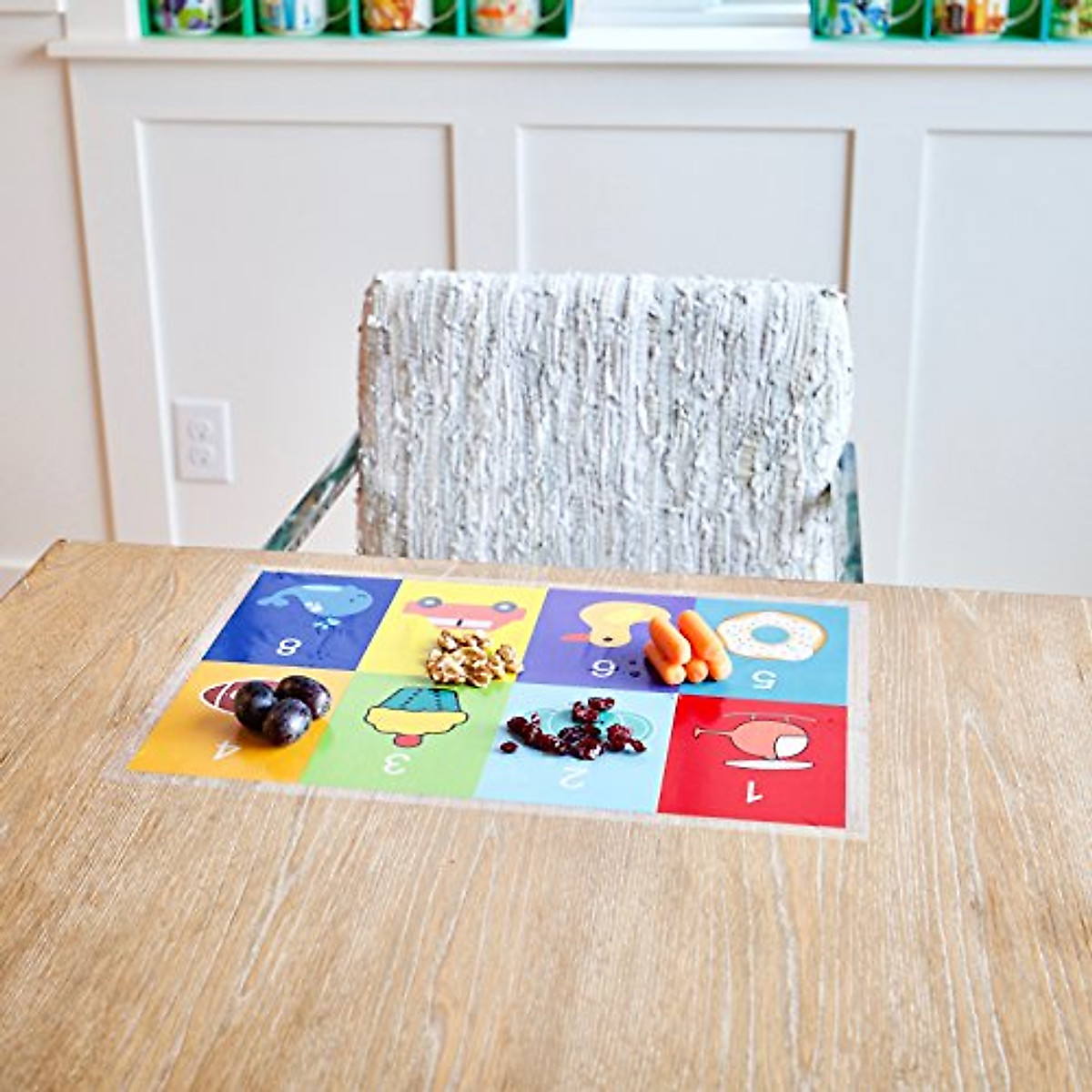 Youngever 80 Disposable Placemats Table Topper, Extra Sticky (4 Sides) Adhesive Peel and Stick Strip Disposable Mats for Kids Toddlers Baby Children, 18 Inch x 12 Inch Kids Safe (Animal)