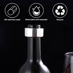 4 pcs Stainless Steel Red Wine Bottle Collar Leak- Proof Anti- Overflow Ring Wine Drip Catcher for Home Bar Restaurant Outdoor Parties (without Stripe)