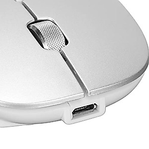 Wireless Mouse, Noiseless Optical Mouse BT 5.0 and 2.4GHz Wireless Connection 1000/1200/1600DPI Gaming Mice for Win/OS X/Android System(Silver Smooth)