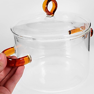 CALLARON Glass Cooking Pot 1.5L Glass Stock Pot with Lid Non-Stick Milk Pot Stovetop Cooking Pot Pasta Noodle Pot Small Soup Pot for Kitchen 5.9x5.9x6.5inch