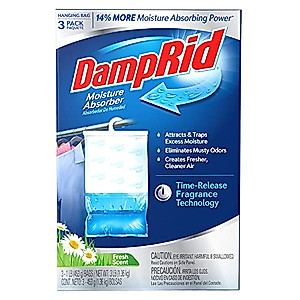 DampRid Fresh Scent Hanging Moisture Absorber, 16 oz., 3 Pack - Eliminates Musty Odors for Fresher, Cleaner Air, Ideal Moisture Absorbers for Closet, 14% More Moisture Absorbing Power*
