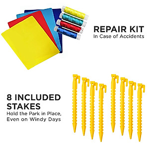 Sunny & Fun Mega Climb N’ Go Inflatable Water Slide Park – Heavy-Duty for Outdoor Fun - Climbing Wall, 2 Slides, Splash & Deep Pool – Easy to Set Up & Inflate with Included Air Pump & Carrying Case