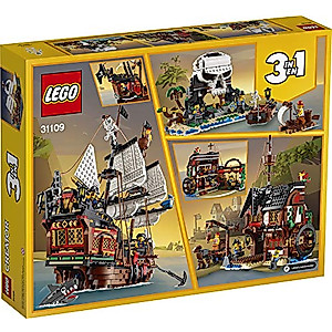 LEGO Creator 3in1 Pirate Ship 31109 Building Set - Toy Ship with Inn, Skull Island, Featuring 4 Minifigures, Shark Figure, Gift for Kids, Boys, and Girls Ages 9+ Years Old