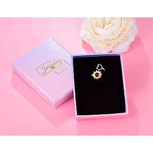 Jinlou sunflower ring 925 sterling silver I love you 100 language heart ring finger You are my Sunshine flower ring for women Teen