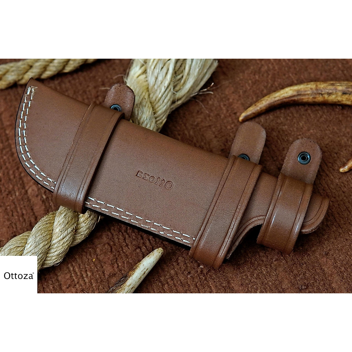 Ottoza TOP GRAIN Leather Knife Sheaths for Fixed Blade Knives, LEFT HAND Leather Knife Sheath for Belt, Leather Knife Holster Belt Knife Holder, Horizontal Knife Sheath for Belt No:9