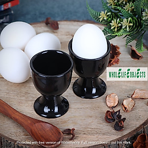Soft Boiled Egg Holder | Ceramic Egg Cup Set | Ceramic Egg Holder, Ivory and Black Pottery Housewarming Gift set of 2