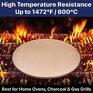 KitchenStar Pizza Stone 16 inch with Handles (Large) - Cordierite Baking Stone Set with Metal Rack & Plastic Scraper - High Temperature Resistant Ceramic Pizza Stones for Oven, Grill or Smoker