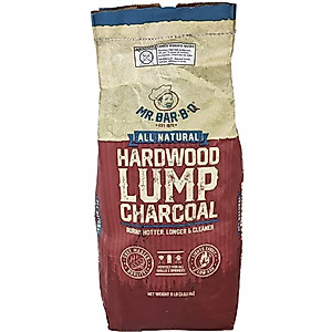 Mr. Bar-B-Q Natural Hardwood Lump Charcoal | Burns Hotter, Longer & Cleaner | Made from a 100% Hardwood Blend | Natural Lump Charcoal | Lights Easily - Low Ash | 8-Pound Bag