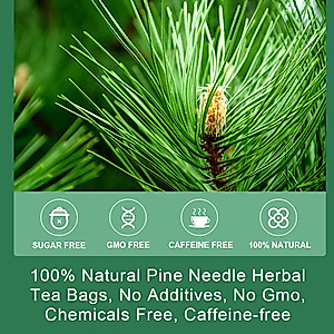 Organic Dried Pine Needle Tea Bags - Pine Needle Herbal Tea for Immune Support & Antioxidant, Caffeine Free, Natural Suramin, 30 Tea bags