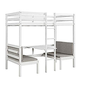 TARTOP Twin Loft Bed with Desk Turn into Twin Over Twin Bunk Bed, Wooden Functional Loft Bed Frame for Kids Teens Girls Boys,Twin Size, White