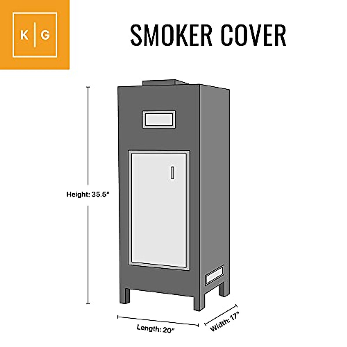 KHOMO GEAR Smoker Cover Waterproof Heavy Duty Square Smoker Protector - Grey, 17" Long x 20" Wide x 35.5" high