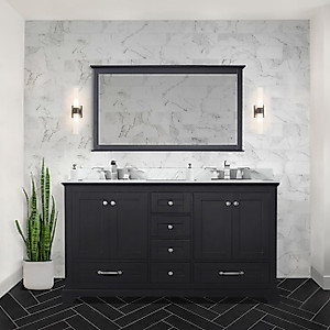 Bell+Modern Tybee 60 in. W x 22 in. D Espresso Double Bath Vanity, Carrara Marble Top and 58 in. Mirror