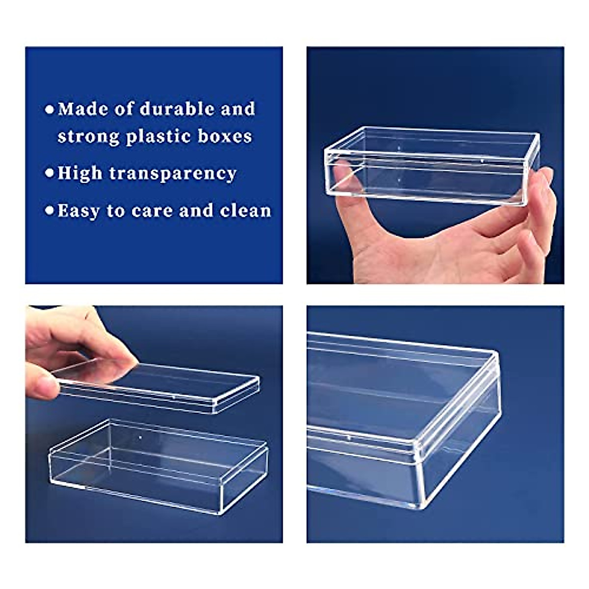 dedoot Clear Acrylic Box with Lids, 4 Pack 4.3x2.7x1 Inch Clear Acrylic Plastic Square Cube Storage Candy Box Containers for Wedding, Party, Treats, Coin, Jewelry Accessories