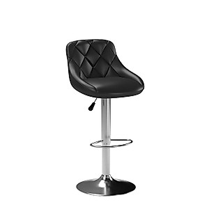 Dkeli Counter Height Bar Stools Set of 2 Leather Adjustable Bar Chairs for Kitchen Living Room Pub Swivel Bar Stool Armrest(Black)