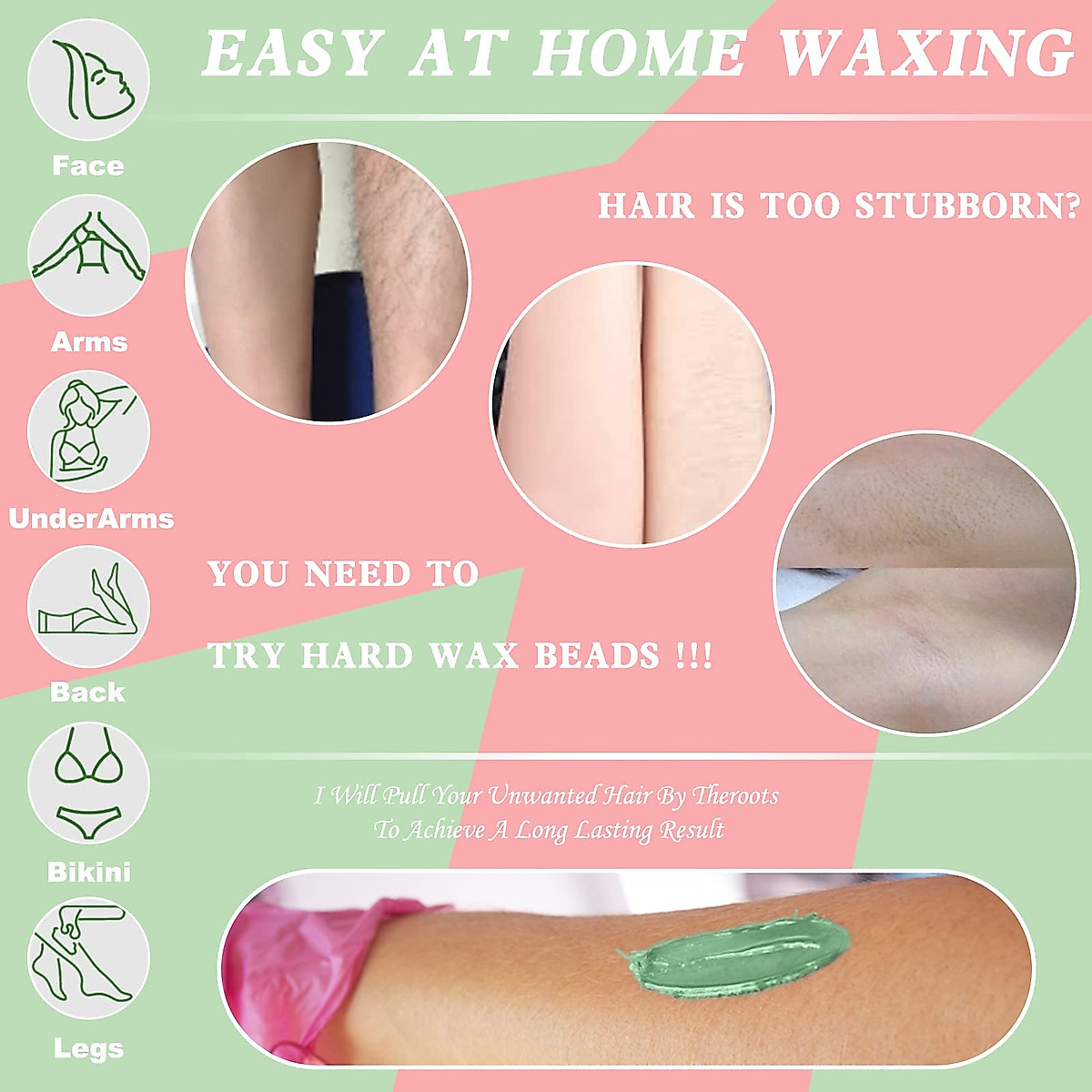 Wax Beads For Hair Removal, 10.5oz/300g Cileypia Hard Waxing Beads For Sensetive Skin, Painless Pearl Wax Beans For Women Men Eyebrow, Face, Brazilian with 10 Spatulas (Tea Tree)