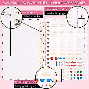 Kate Spade New York 2024 Planner Weekly and Monthly, Medium Planner January 2024 - December 2024, Hardcover Spiral Planner, Daily Planner with Monthly Calendar, Stickers, & Pockets, Spade Dot