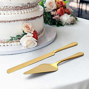 SANEXC Cake Cutting Set for Wedding - Extended Cake Knife And Server Set Thickened Stainless Steel Cake Cutter and Pie Spatula Great for Birthday Anniversary Christmas Gift Gold 2 Pcs