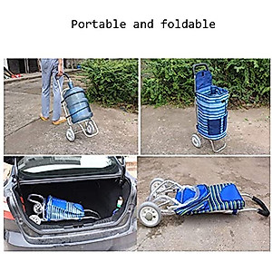 Shopping Trolley on Wheels Multi Function Shopping Cart 2-Wheeled Ultra-Light Portable Folding Trolley Oxford Fabric Mobility Bag Market Luggage Cart Storage Hand Trucks,C ,