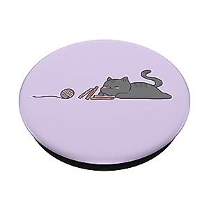 Cute Black Cat With A Neutral Purple Lavender Background PopSockets Swappable PopGrip