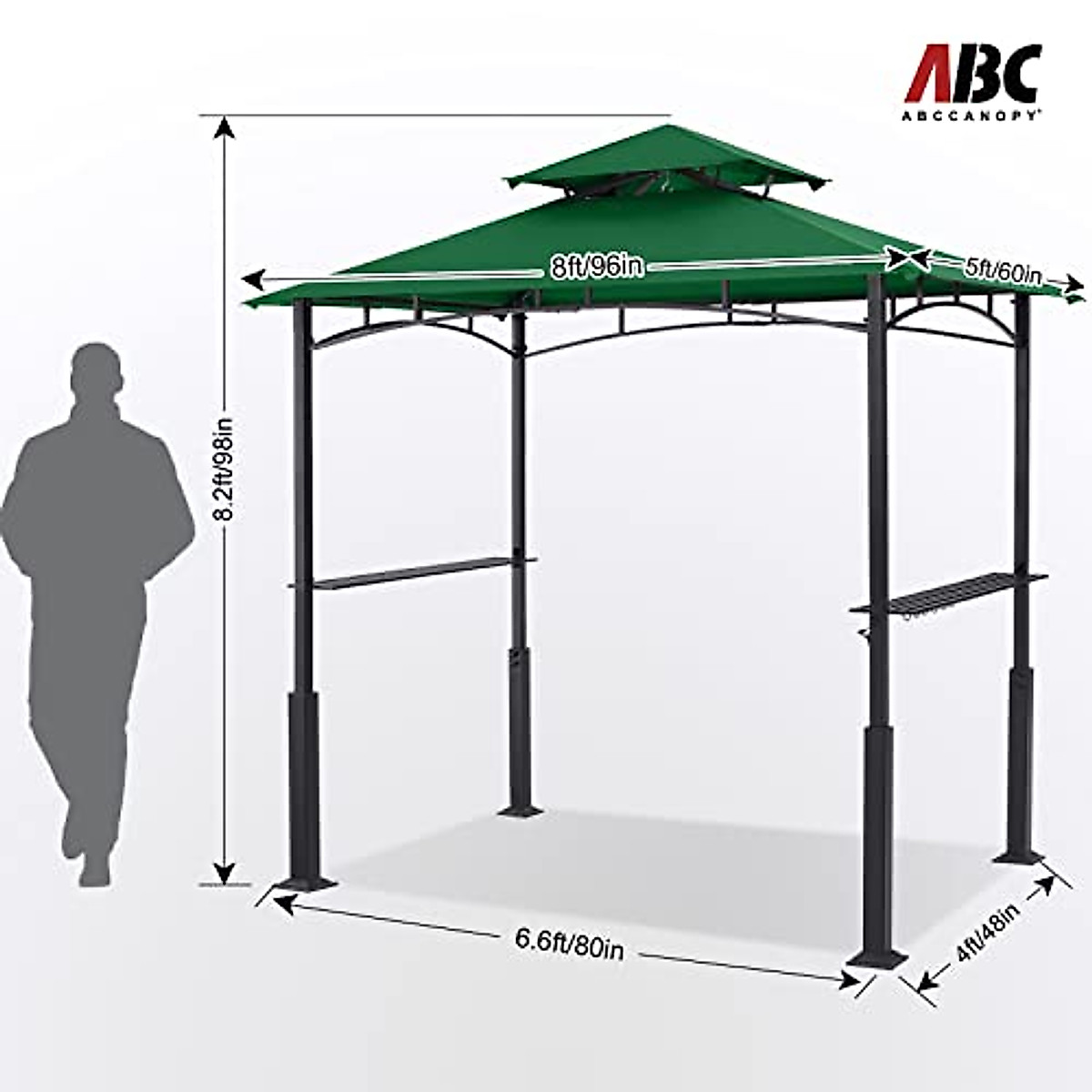 ABCCANOPY 8'x 5' Grill Gazebo Canopy - Outdoor BBQ Gazebo Shelter with LED Light, Patio Canopy Tent for Barbecue and Picnic (Forest Green)