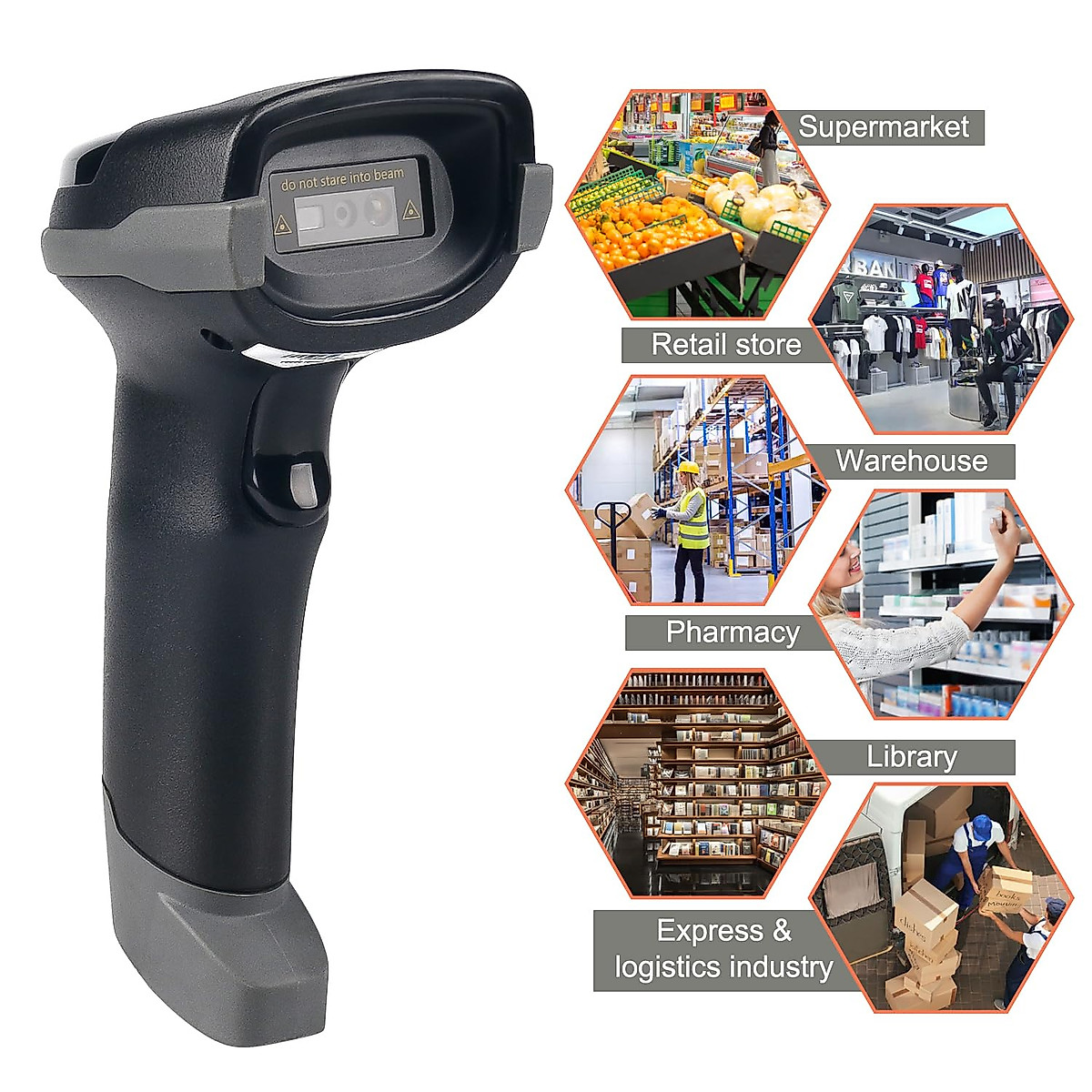Wireless Barcode Scanner 1D 2D Handheld Bluetooth 2.4G Wireless USB Wired 3-in-1 CMOS Bar Code Reader PDF417 QR Code Scanner Work with Windows Android iOS SM2860BGD