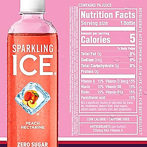 Sparkling Ice Pink Variety Pack, Flavored Sparkling Water, Zero Sugar, and Vitamins and Antioxidants, 17 fl oz, 12 count (Black Cherry, Peach Nectarine, Coconut Pineapple, Pink Grapefruit)