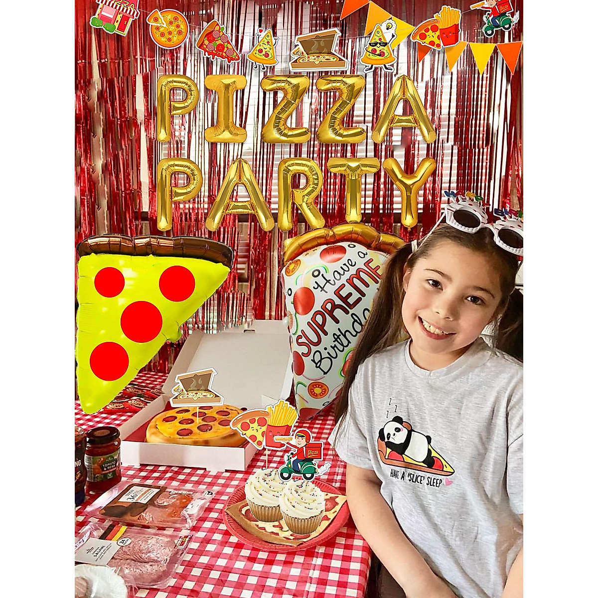 17 PCS Pizza Party Decoration Pizza Party Favors Pizza Party Supplies Pizza Party Birthday Decoration Pizza Balloon Slice Pizza Kids Party Balloons