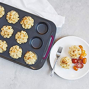 Trudeau Non Stick Carbon Steel Metal Muffin pan, 12 count, Grey