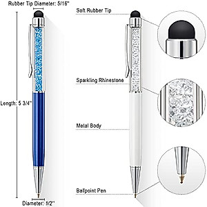 Stylus Pens for Touch Screens (12 Pack), Linfanc 2 in 1 Sensitivity Capacitive Stylus Ballpoint Pen for iPad/iPhone/Tablets/Galaxy, Medium Point Black Ink, Extra 12 Pcs Rubber Tips