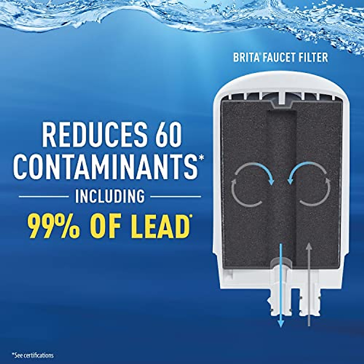 Brita Water Filter for Sink, Faucet Mount Water Filtration System for Tap Water, Reduces 99% of Lead, Chrome