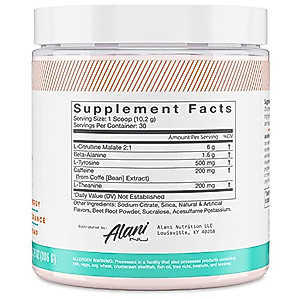 Alani Nu Pre Workout Supplement Powder for Energy, Endurance & Pump, Sugar Free, 200mg Caffeine, Formulated with Amino Acids Like L-Theanine to Prevent Crashing, Hawaiian Shaved Ice 30 Servings