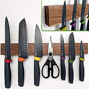 Premium Dark Walnut Wood Magnetic Knife Holder for Wall | 16 Inch | Upgraded Version | Professional Wooden Magnetic Knife Strip - Space-Saving Knife Rack/Knife Bar With Powerful Magnetic Pull Force