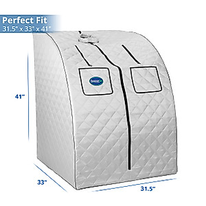 Durasage Oversized Portable Personal Steam Sauna Spa for Relaxation at Home, 60 Minute Timer, 800 Watt Steam Generator, Chair Included (Silver)