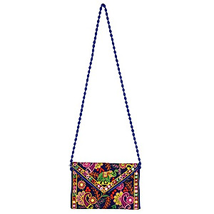 Elephant Sling Bag, Foldover Clutch, Hand Bag, Shoulder Bag & Cross Body Bag for Women & Girls (Blue Color)