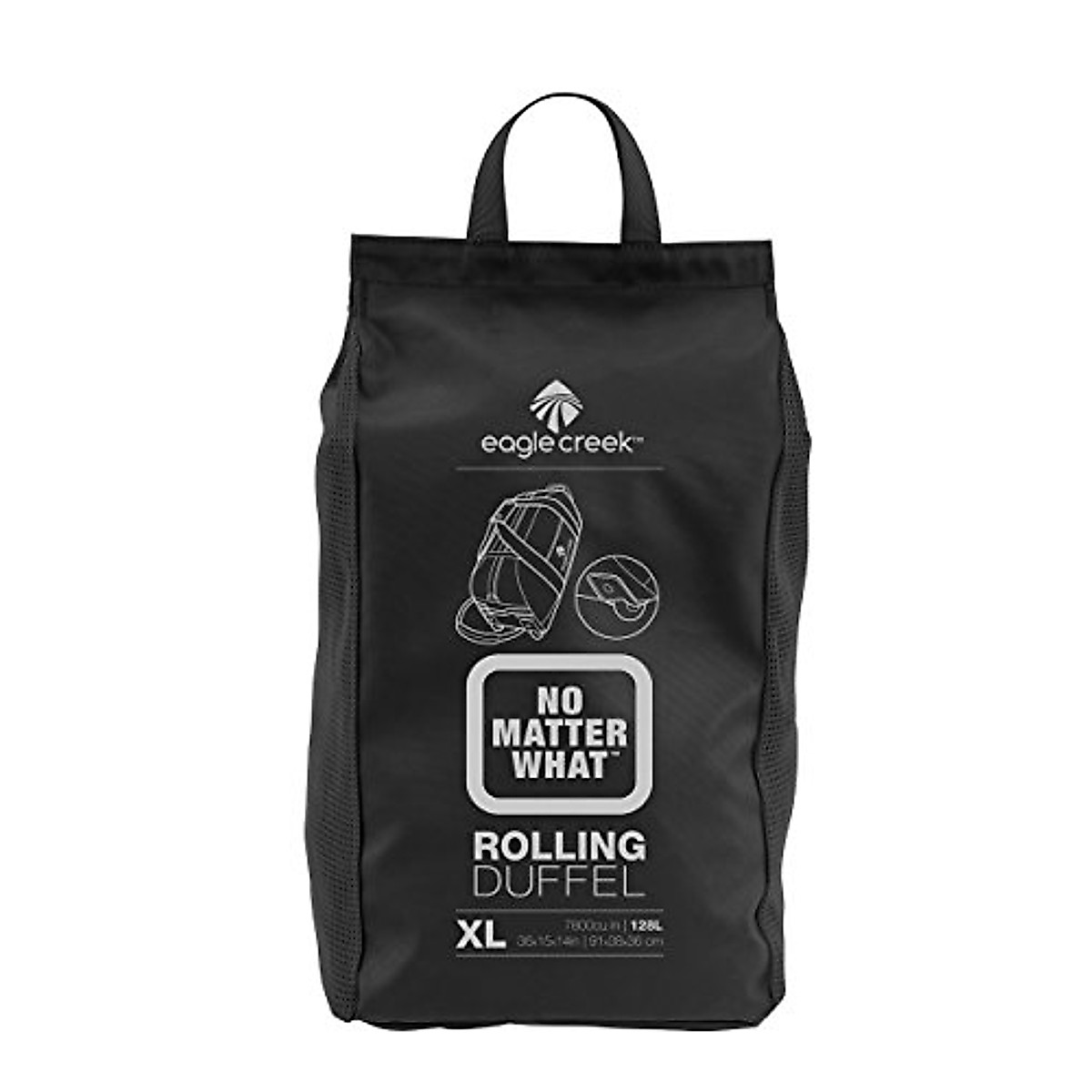 Eagle Creek No Matter What Rolling Duffel Bag XL - Featuring Durable Water-Resistant Fabric, Bar-Tacked Reinforcement, and Heavy Duty Treaded Wheels, Black - X-Large