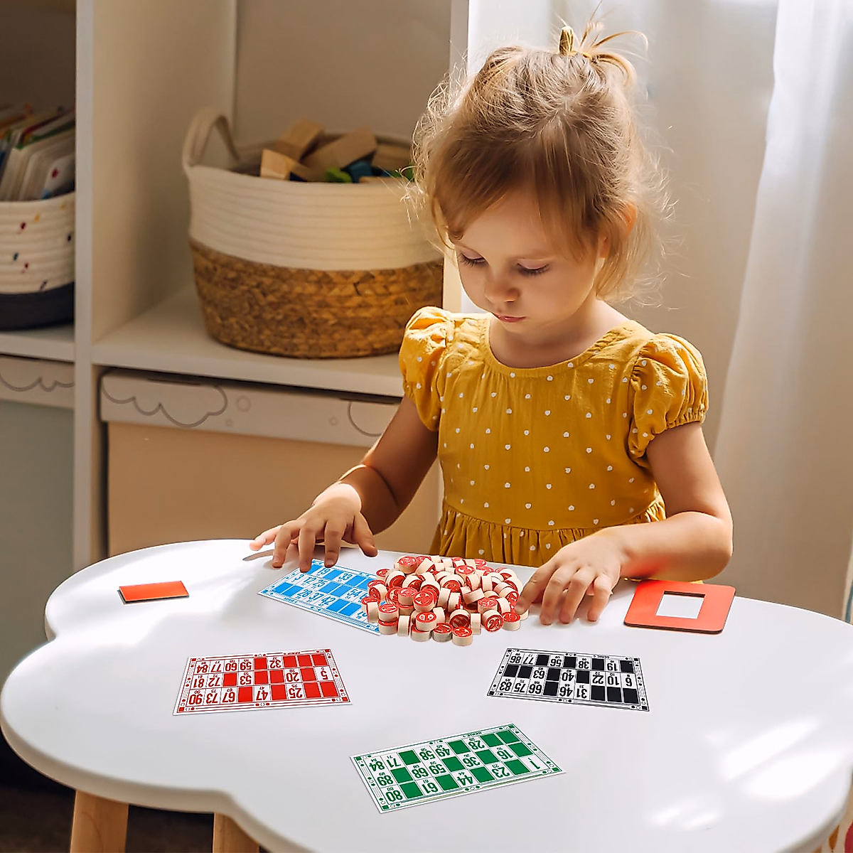 Ipetboom Russian Lotto Board Games Family Bingo Board Game Set of 48 Bingo Cards and 90 Wooden Chess, Great for Adults Kids Family Game Night, Halloween, School Classroom Activity, Bingo Parites