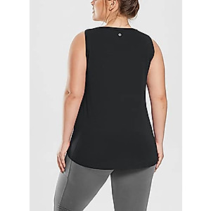 BALEAF Women's Plus Size Workout Tank Tops Loose Fit Sleeveless Athetic Running Exercise Shirts Black XL