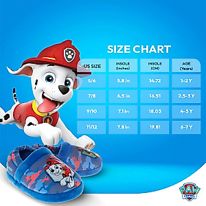Nickelodeon Paw Patrol slippers - Boys Chase and Marshall House Shoes - Plush Lightweight Warm indoor Comfort Soft Aline House Slippers - Dar-Blue (size 9-10 Toddler)