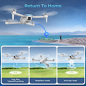 Drone with 1080P UHD Camera for Adults Beginners, Ficinto FPV RC Quadcopter with 3D Flip, Gravity Sensor, Gesture Control, Altitude Hold, One Key Start, Headless Mode, Auto Hover, 2 Batteries(30Mins)
