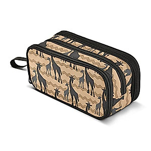 J JOYSAY Vintage Giraffe Pencil Case Large Big Capacity Pencil Bag for Girls Boys Pen Bag Lipstick Organizer for Teens Students Women Men