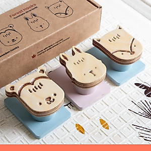 Habitual Monkey 3-Pack Toddler-Friendly Wooden Wall Hooks: Animal Shapes for Nursery, Decorative & Educational, Child's Room Organization, Kid's Coat Storage