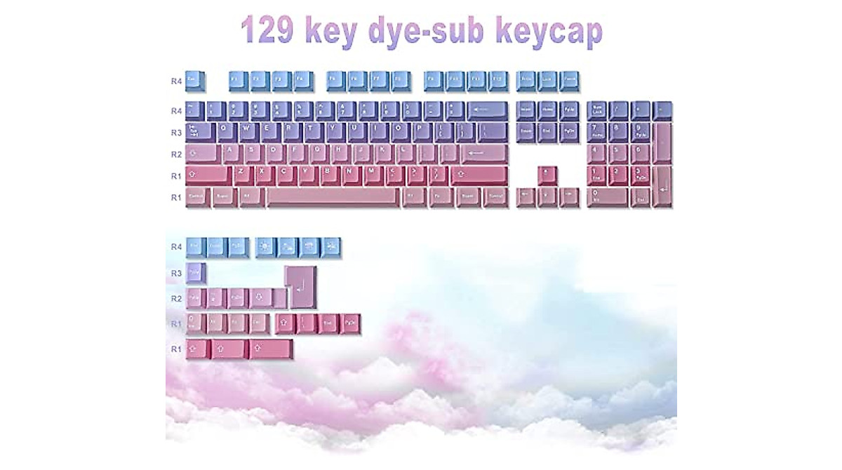 JOMKIZ Colorful Clouds Keycaps for Mechanical Keyboards | 129 Keys DIY Set