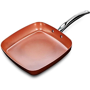 ChDING 9.5inches Pan Nonstick, Aluminum Alloy Square Frying Pan Skillet with Ceramic Coating, Kitchen Nonstick Frying Pan, No Fumes Cooking Pots and Pans Omelet Pans