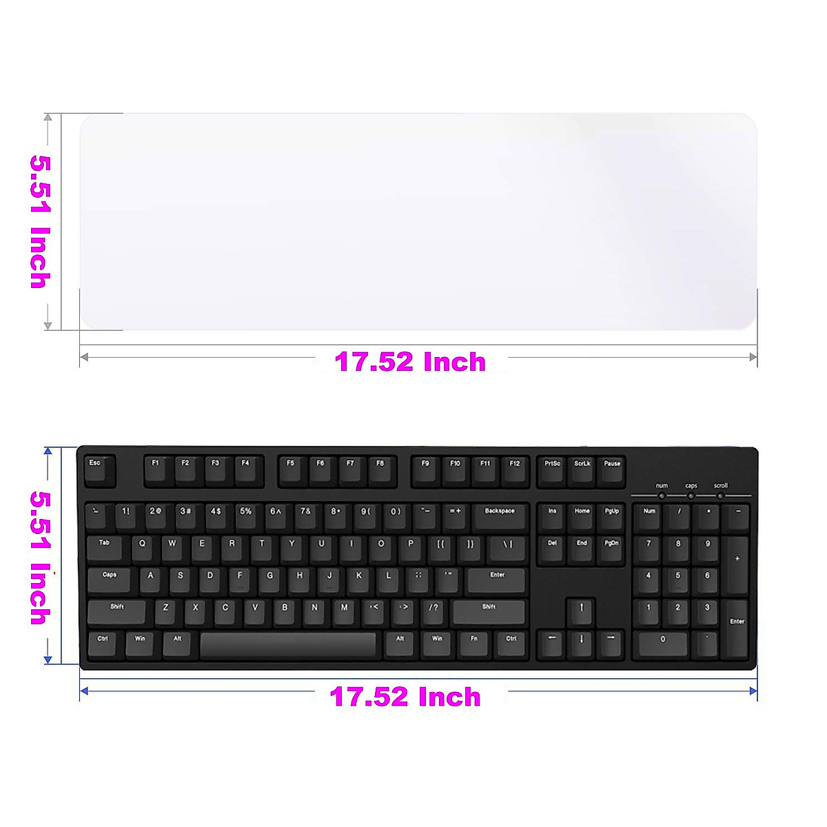 2 Pack Universal Computer Desktop Keyboard Cover Skin for Standard Size PC Computer Desktop Keyboards (Size: 17.52" x 5.51") Clear Waterproof Anti-Dust Silicone-Blue