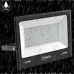 ZHMA 2 Pack 150W Led Flood Lights Outdoor, 12000LM Super Bright Work Light, IP66 Waterproof, 6500K Daylight White, Outdoor FloodLights for Backyard,Playground,Basketball Court