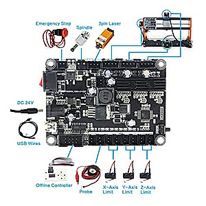 CNCTOPBAOS 2 in 1 CNC 3018 Pro with 5.5W 5500mW Module Offline GRBL Controller DIY Mini CNC Router Kit 3 Axis Desktop Acrylic PVC PCB Wood Milling Engraving Machine Limit Switches Emergency Stop