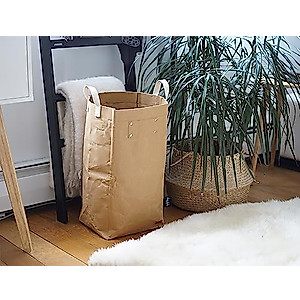 Deeablo New York Sustainable Reusable, Highly Versatile, Washable Paper Bag for Recycling, Multipurpose Recycling Basket, Recycling Bag, Laundry Basket (Brown)