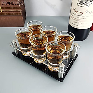 DIWNELEM Acrylic Shot Glass Holder Shot Glass Server Acrylic Cup Holder Shot Glass Serving Tray Shot Glass Base for Tequila Whiskey Brandy Vodka Spirit Liquor (2 * 3 Cup Holder,No Glass Cups)