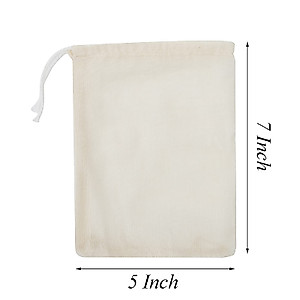 LOOKSGO 50 Pcs 5x7 Inch Muslin Bag Sachet Bag for Party Wedding Home Supplies Cotton Drawstring Bags for Jewelry