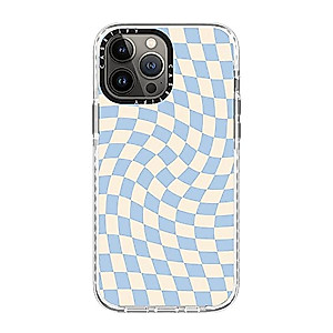 CASETiFY Impact iPhone 13 Pro Max Case [6.6ft Drop Protection] - Check II - Baby Blue Twist - Clear Frost